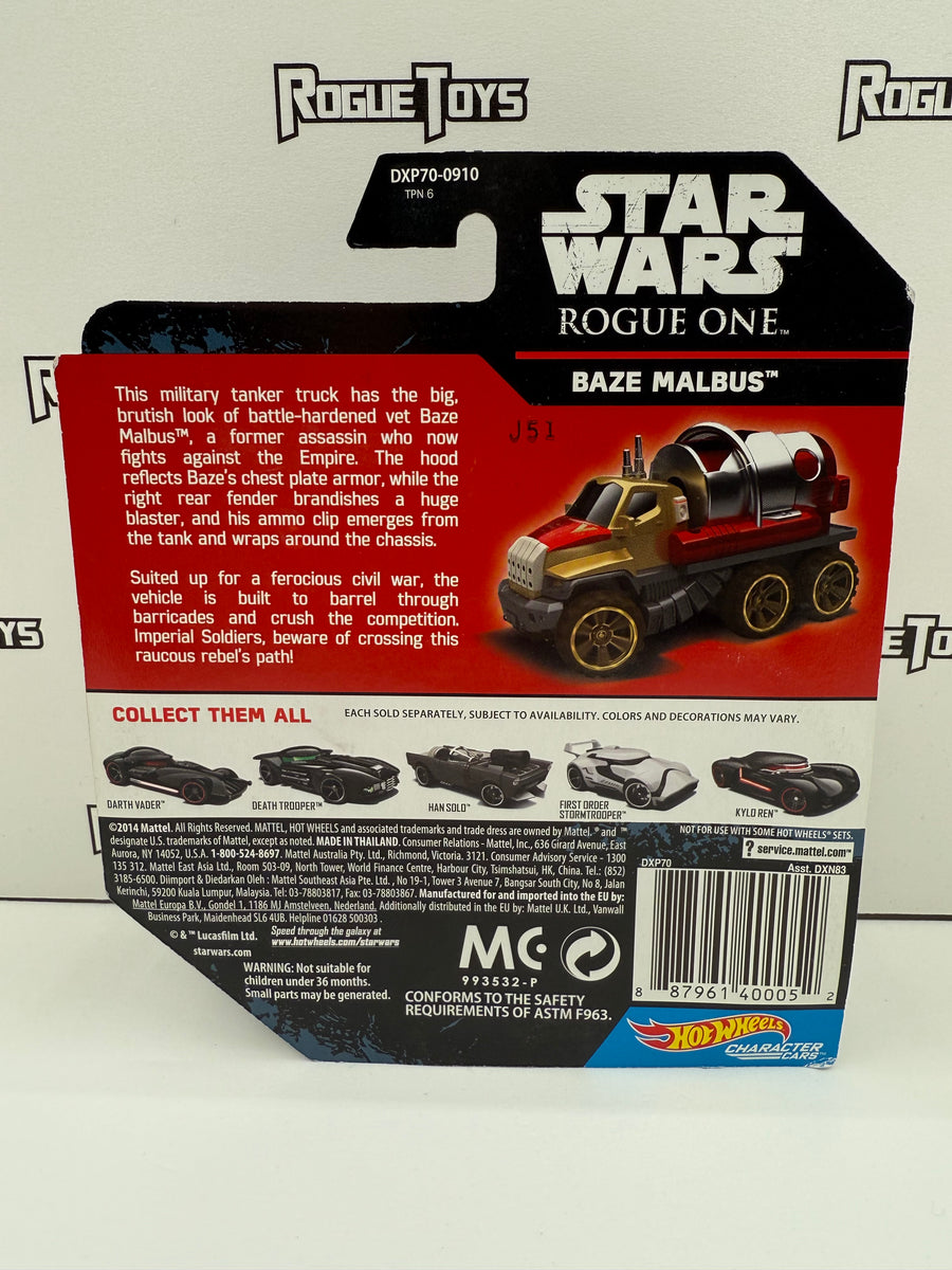 Mattel Hot Wheels Characters Cars Star Wars: Rogue One Baze Malbus ...